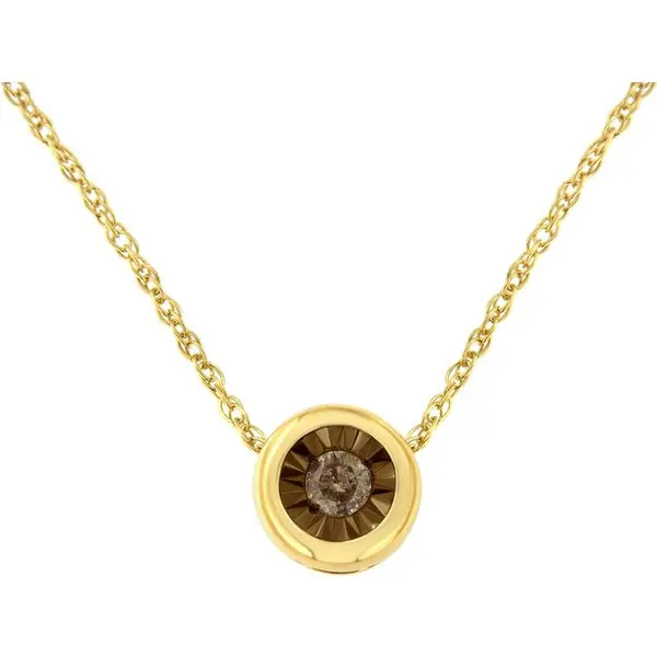 HAUS OF BRILLIANCE 1/10 Carat Diamond Two-tone Pendant Necklace 18 Inch - Yellow Gold Over Silver