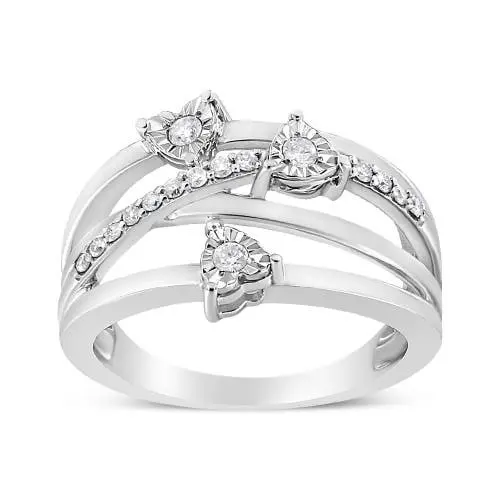 HAUS OF BRILLIANCE 1/5 Cttw Miracle-set Diamond .925 Sterling Ring - Silver