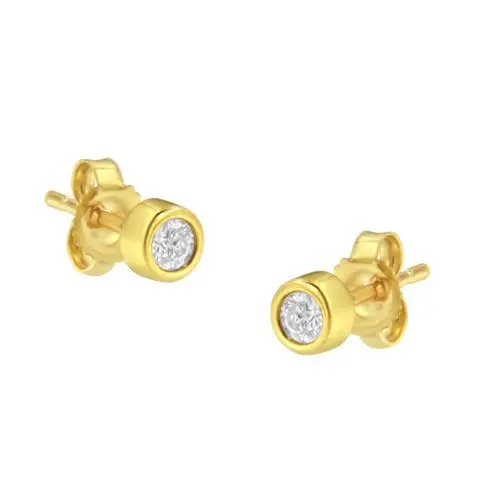 HAUS OF BRILLIANCE 10k Gold 1/7 Ct Round Diamond Stud Earrings - Yellow