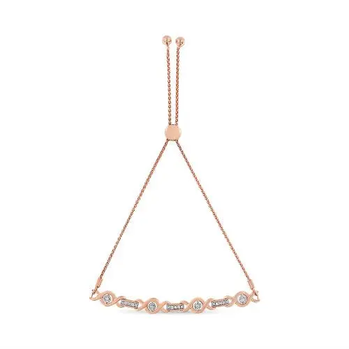 HAUS OF BRILLIANCE Silver Diamond Accent Bolo Bracelet - Rose Gold Over Silver