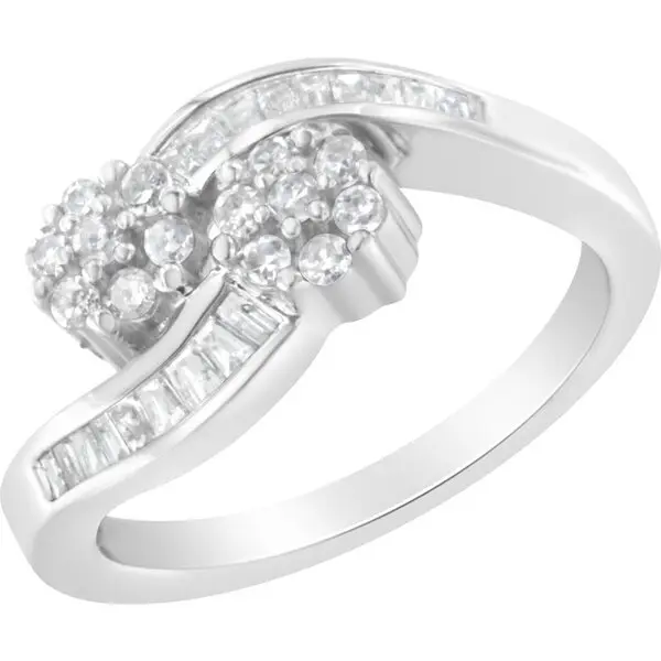 HAUS OF BRILLIANCE 14k Round And Baguette Diamond Ring - White Gold