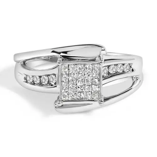 HAUS OF BRILLIANCE 10k 1/3 Cttw Diamond Cluster Ring - White Gold