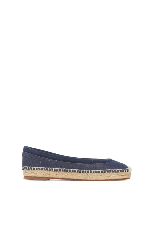 Gabriela Hearst Chariot Espadrille In Recycled Cotton Linen & Suede - Denim