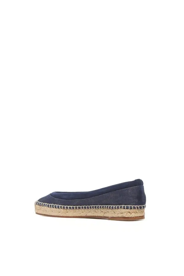 Gabriela Hearst Chariot Espadrille In Recycled Cotton Linen & Suede - Denim
