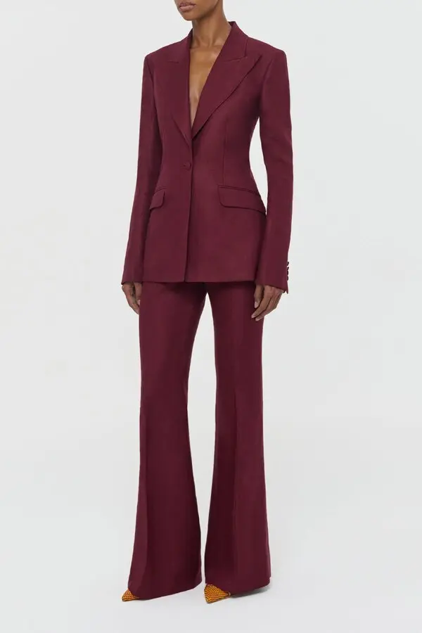 Gabriela Hearst Leiva Blazer In Linen Twill - Bordeaux