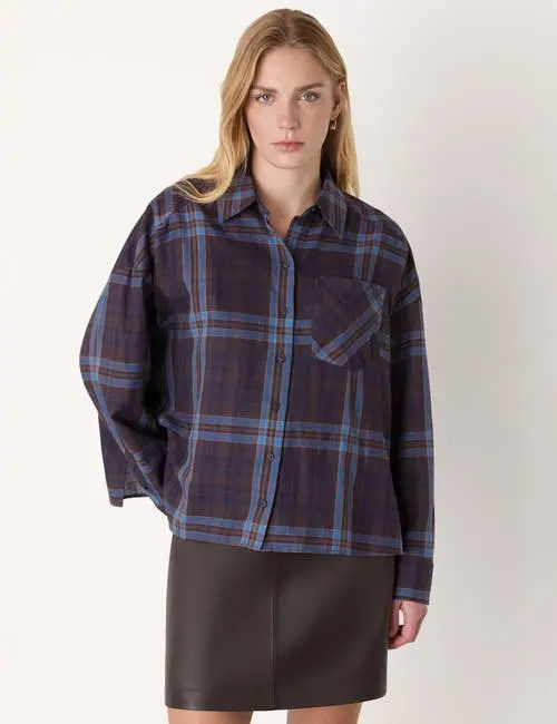 Whistles Checked Brushed Cotton Shirt - Blue/multi
