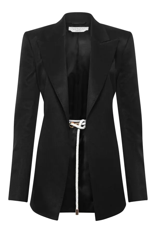 Gabriela Hearst Epona Rope Blazer In Textured Linen Slub - Black