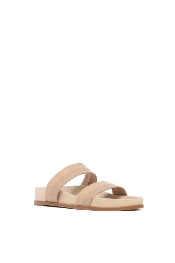 Gabriela Hearst Low Striker Flat Sandal In Snakeskin And Nappa Leather - Nude