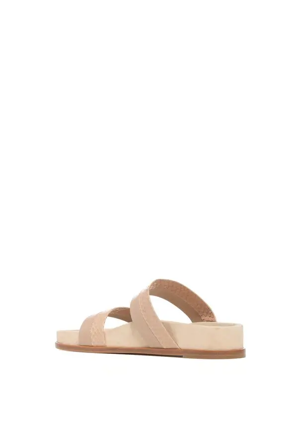 Gabriela Hearst Low Striker Flat Sandal In Snakeskin And Nappa Leather - Nude