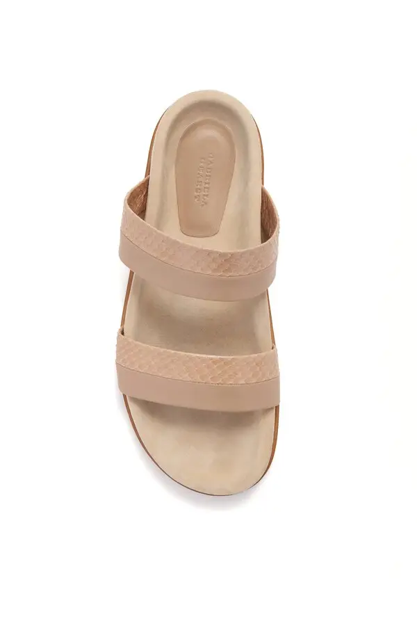 Gabriela Hearst Low Striker Flat Sandal In Snakeskin And Nappa Leather - Nude
