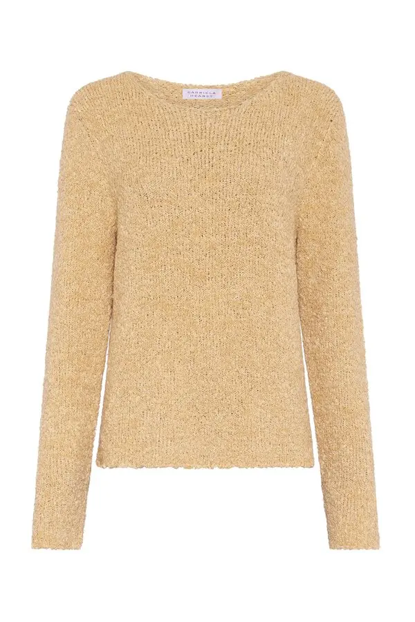 Gabriela Hearst Crescenta Silk Cashmere Linen Crewneck Sweater - Hay