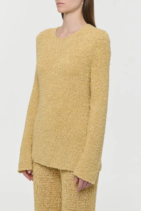 Gabriela Hearst Crescenta Silk Cashmere Linen Crewneck Sweater - Hay