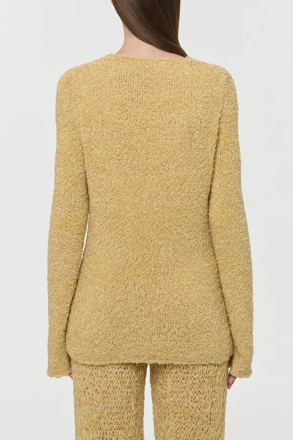 Gabriela Hearst Crescenta Silk Cashmere Linen Crewneck Sweater - Hay