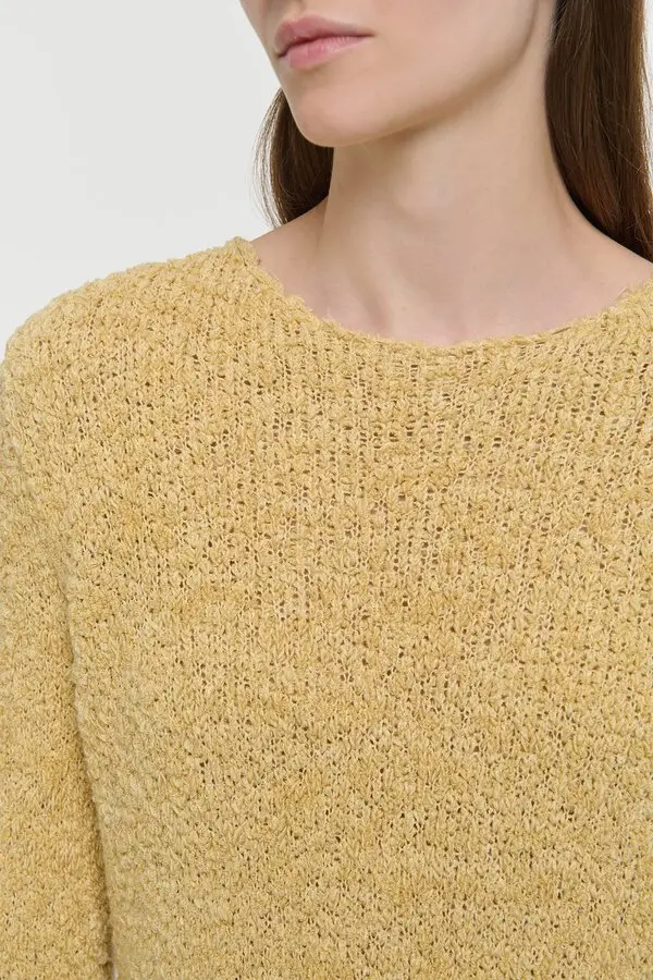 Gabriela Hearst Crescenta Silk Cashmere Linen Crewneck Sweater - Hay