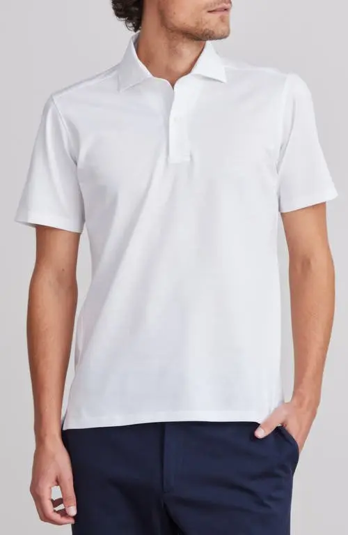 EMANUEL BERG Textured Luxe Polo - White