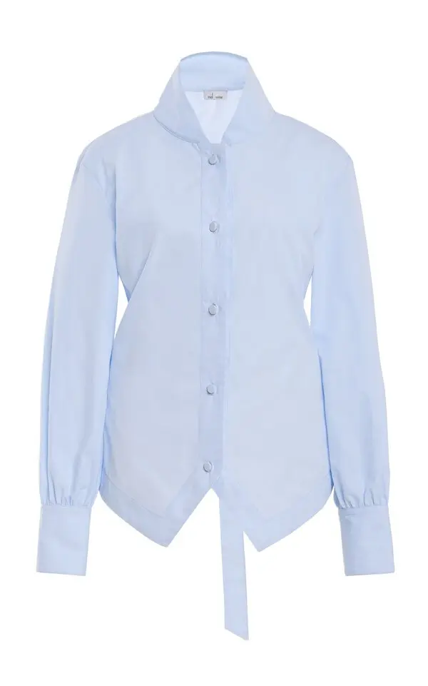 MEL USINE Yves Cotton Poplin Top - Light Blue