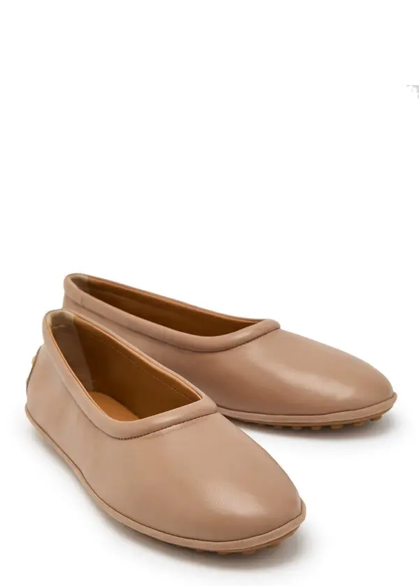 TOD'S Gomma Leather Ballet Flats - Nude