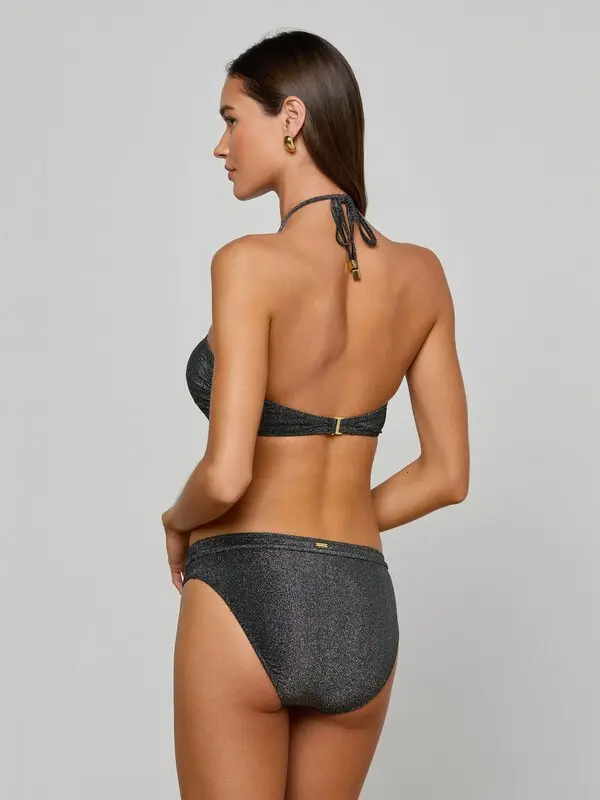 L'Agence Krysta Halter Bikini Top - Black/silver
