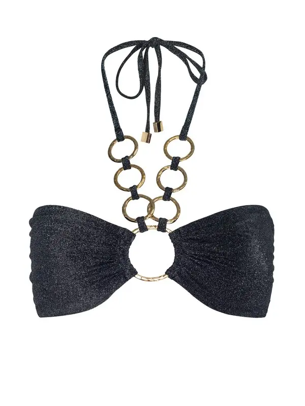 L'Agence Krysta Halter Bikini Top - Black/silver