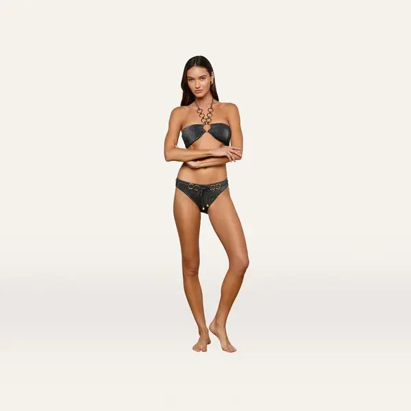 L'Agence Krysta Halter Bikini Top - Black/silver