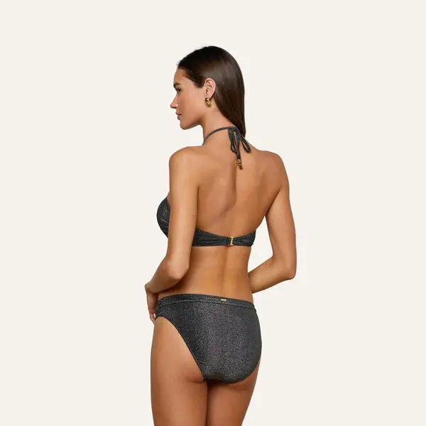 L'Agence Krysta Halter Bikini Top - Black/silver