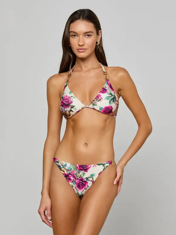 L'Agence Annabelle Triangle Bikini Top - Ivory/rose Leopard Jungle