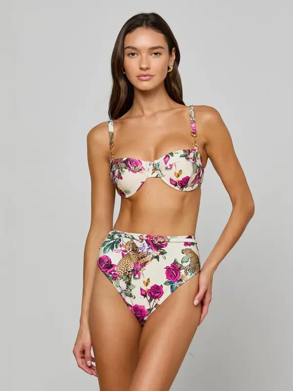 L'Agence Alexandria Bikini Top - Ivory/rose Leopard Jungle