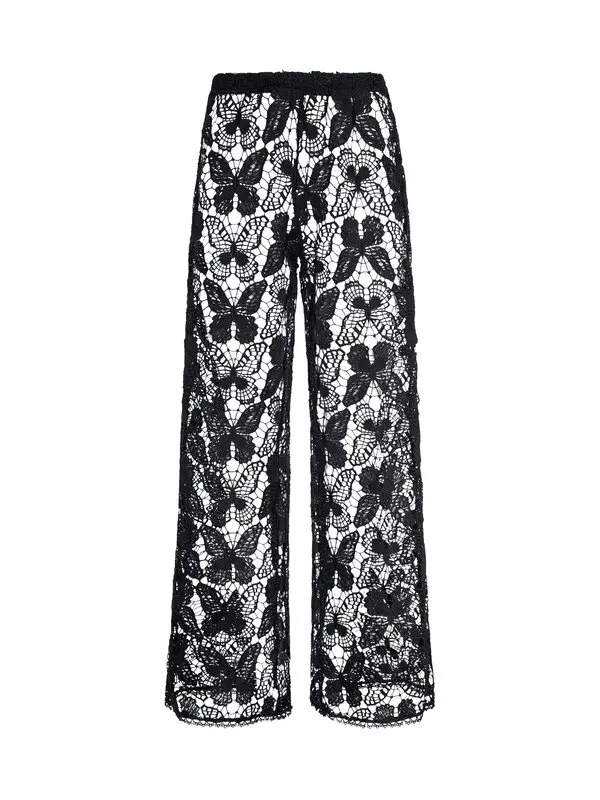 L'Agence Geraldine Cover-up Pants - Black Butterfly Crochet