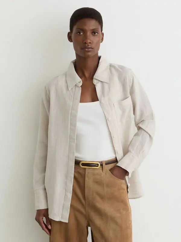 REISS Belle Linen Long-sleeve Shirt