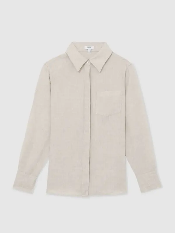 REISS Belle Linen Long-sleeve Shirt