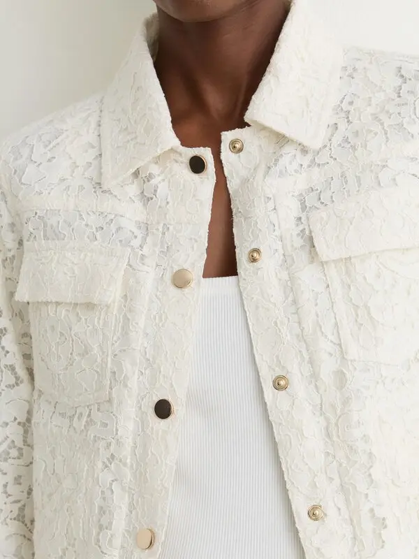 REISS Lori Collared Lace Press-stud Jacket