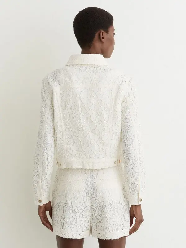 REISS Lori Collared Lace Press-stud Jacket