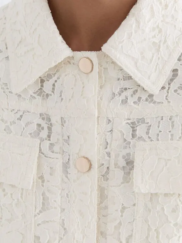 REISS Lori Collared Lace Press-stud Jacket