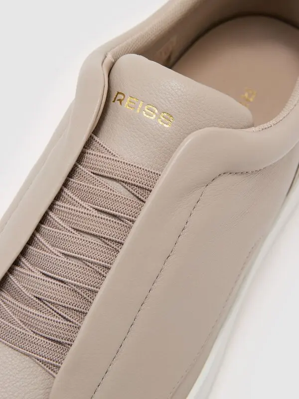 REISS Henry Bonded-leather Elasticated Trainers