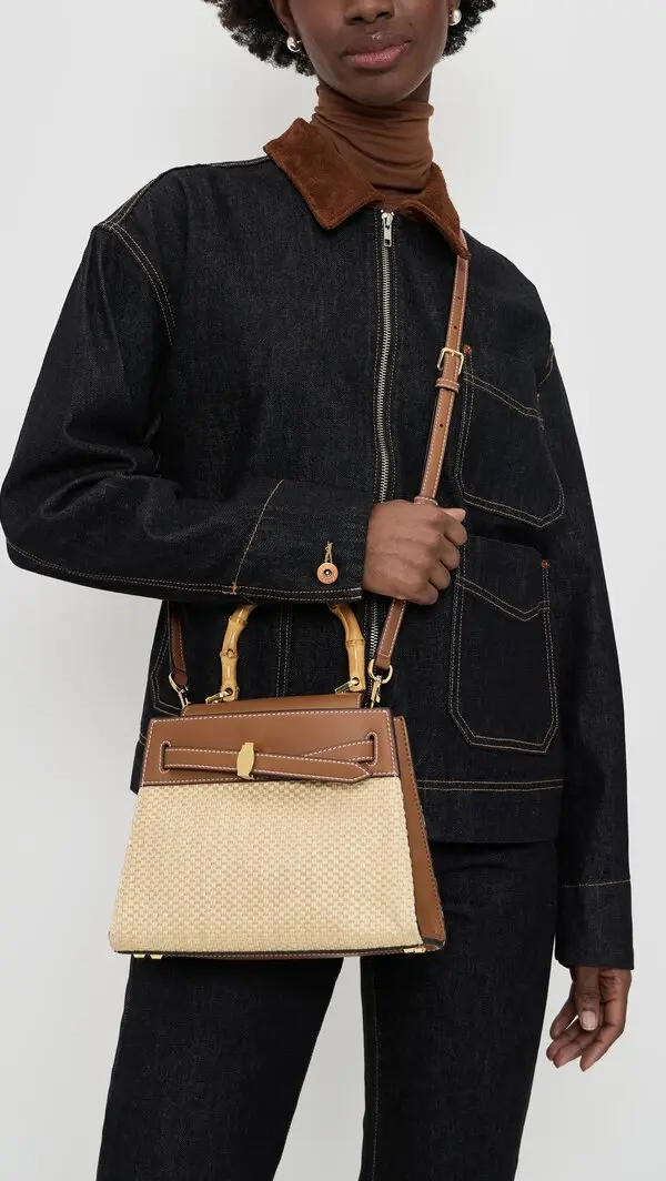 Veronica Beard Raffia Top Handle Bag