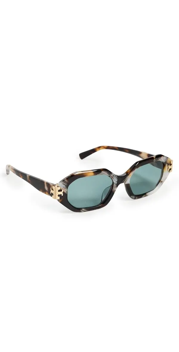 Tory Burch Eleanor Sunglasses - Dark Wavy Tortoise