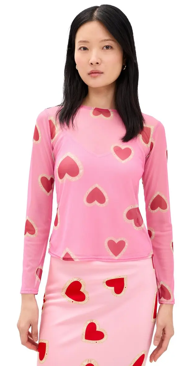 NEVER FULLY DRESSED Hearts Mesh Top