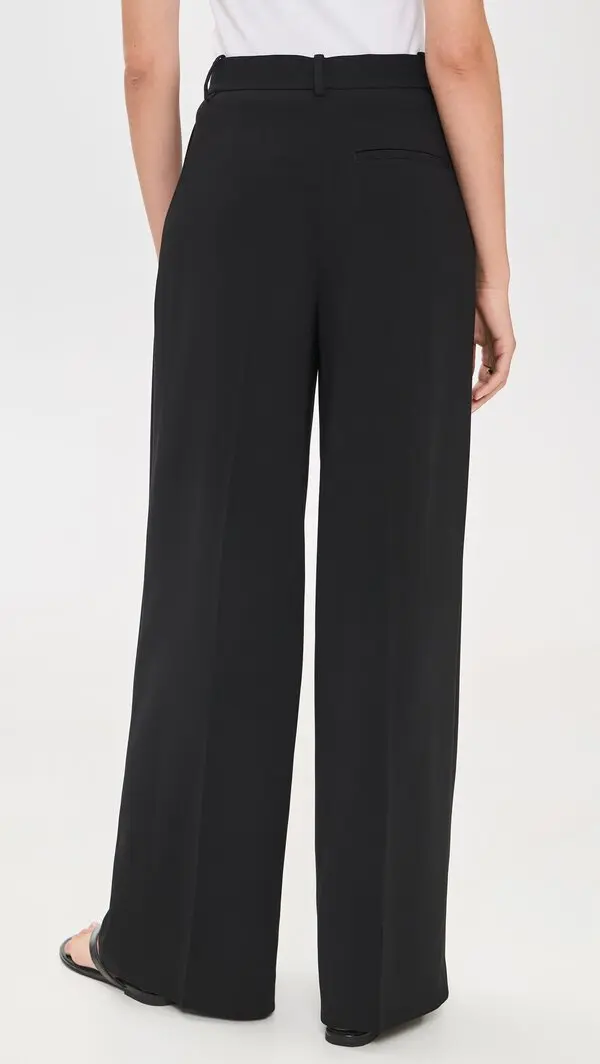 Theory Wide Leg Pleat Trousers - Black