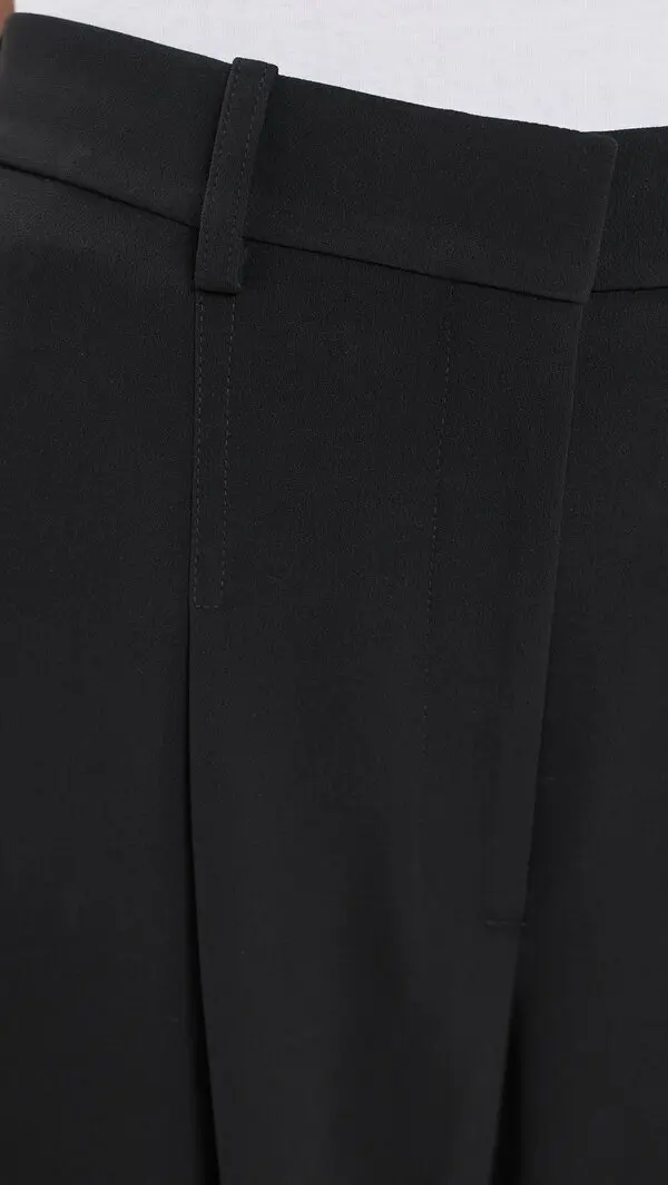 Theory Wide Leg Pleat Trousers - Black