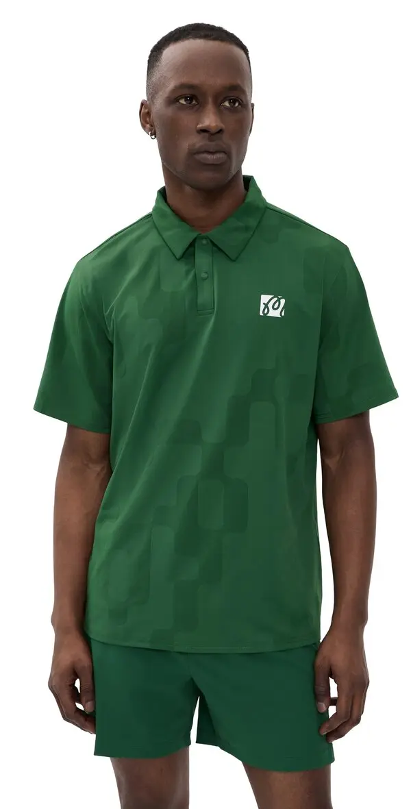 MALBON Performance Mesh Paneled Polo Shirt