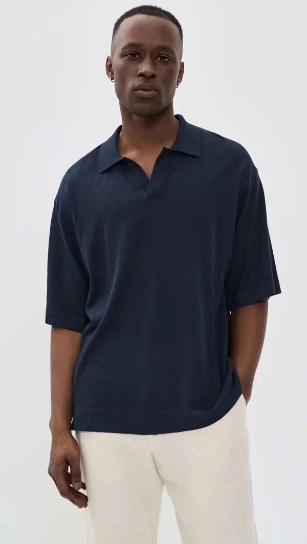 Officine Générale Pele Textured Knit Polo