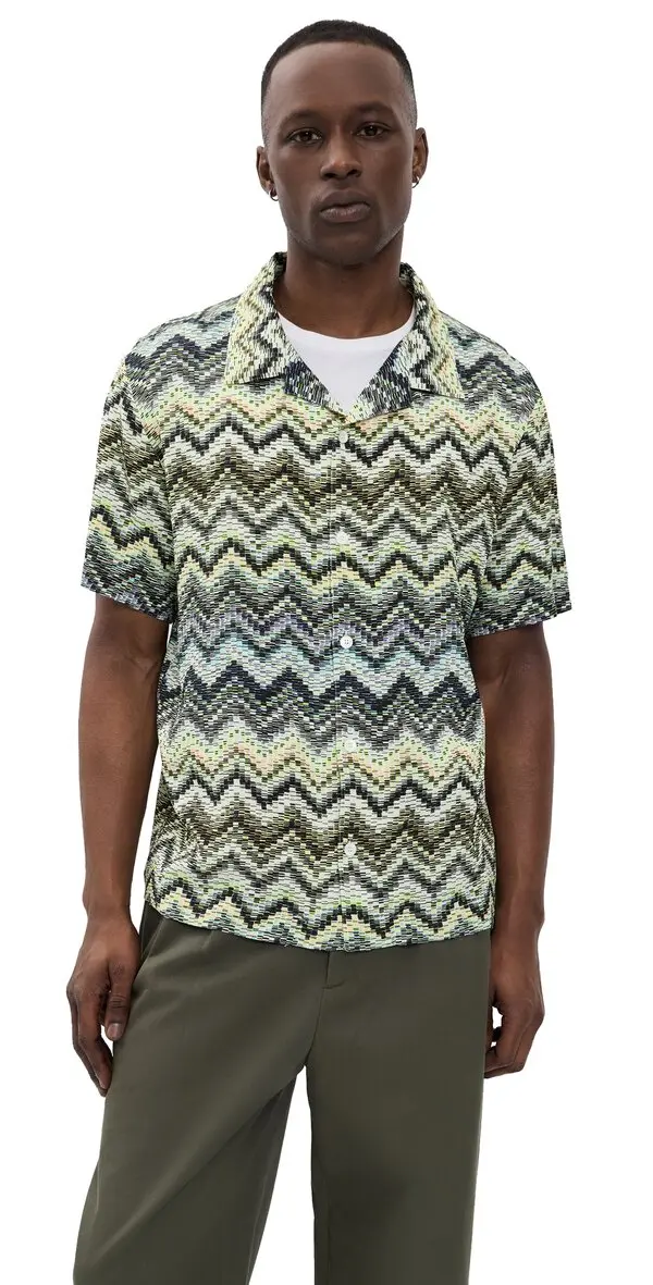 Missoni Short Sleeve Shirt - Multicolor Green/yellow/blue