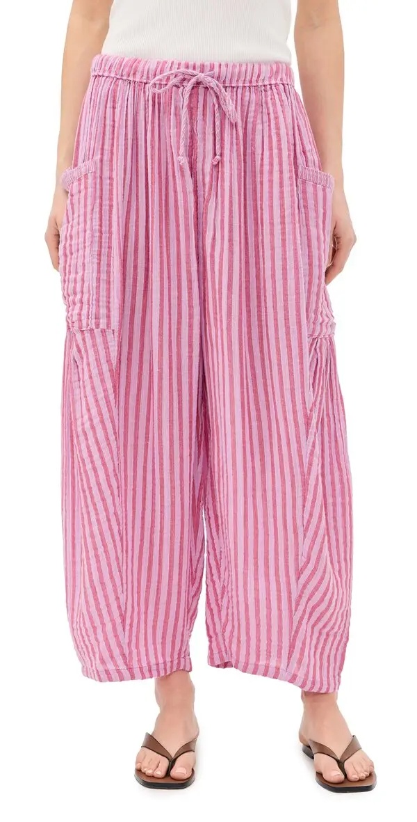 Free People Striped Quinn Pants - Strawberry Combo