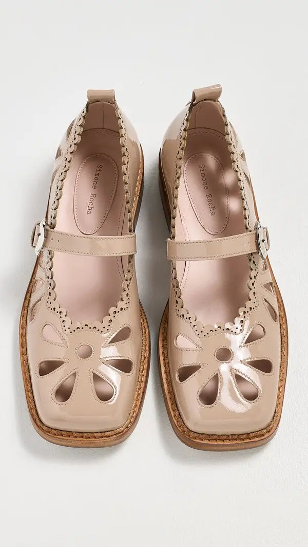 Simone Rocha Daisy Cutout Mary Jane Brogue Flats