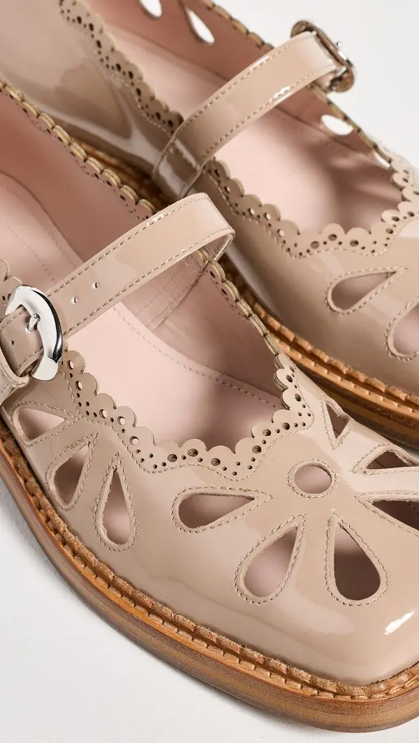 Simone Rocha Daisy Cutout Mary Jane Brogue Flats