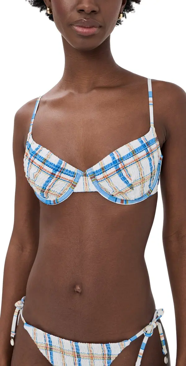 Polo Ralph Lauren Plaid Print Balconette Bikini Top - Madras