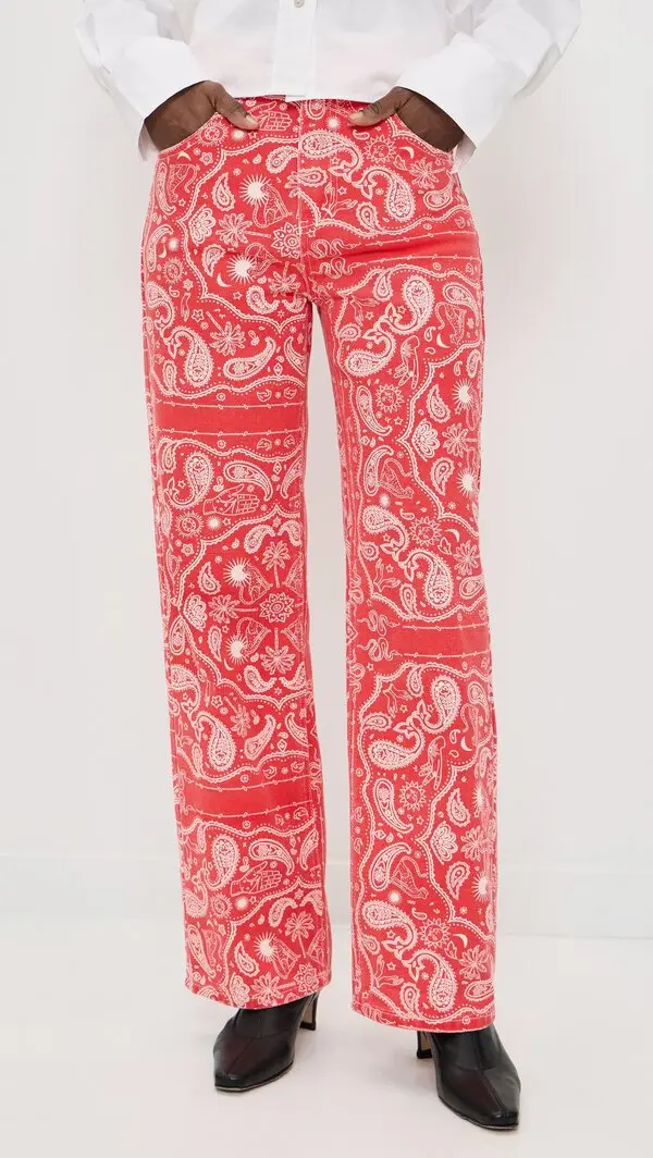 NEVER FULLY DRESSED Bandana Print Denim Jeans