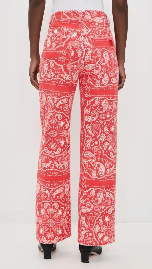 NEVER FULLY DRESSED Bandana Print Denim Jeans