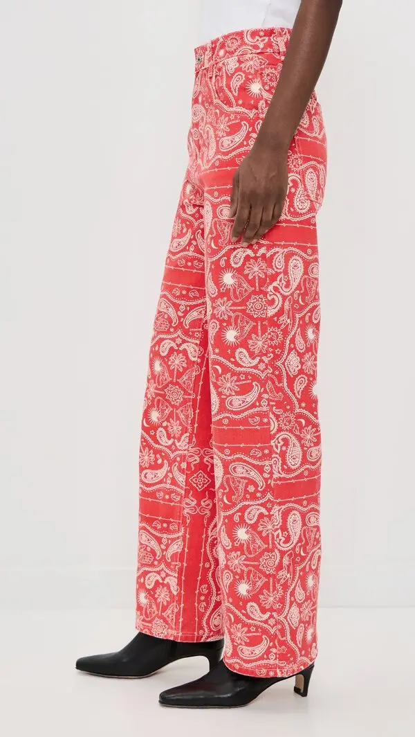 NEVER FULLY DRESSED Bandana Print Denim Jeans
