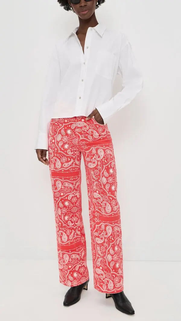 NEVER FULLY DRESSED Bandana Print Denim Jeans